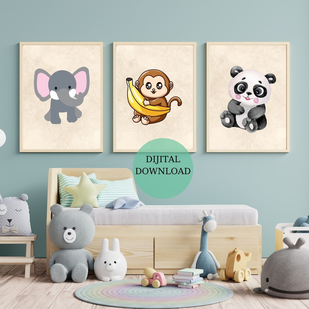 Nursery Animal Poster Sets Printable Baby Boy Wall Art - Etsy