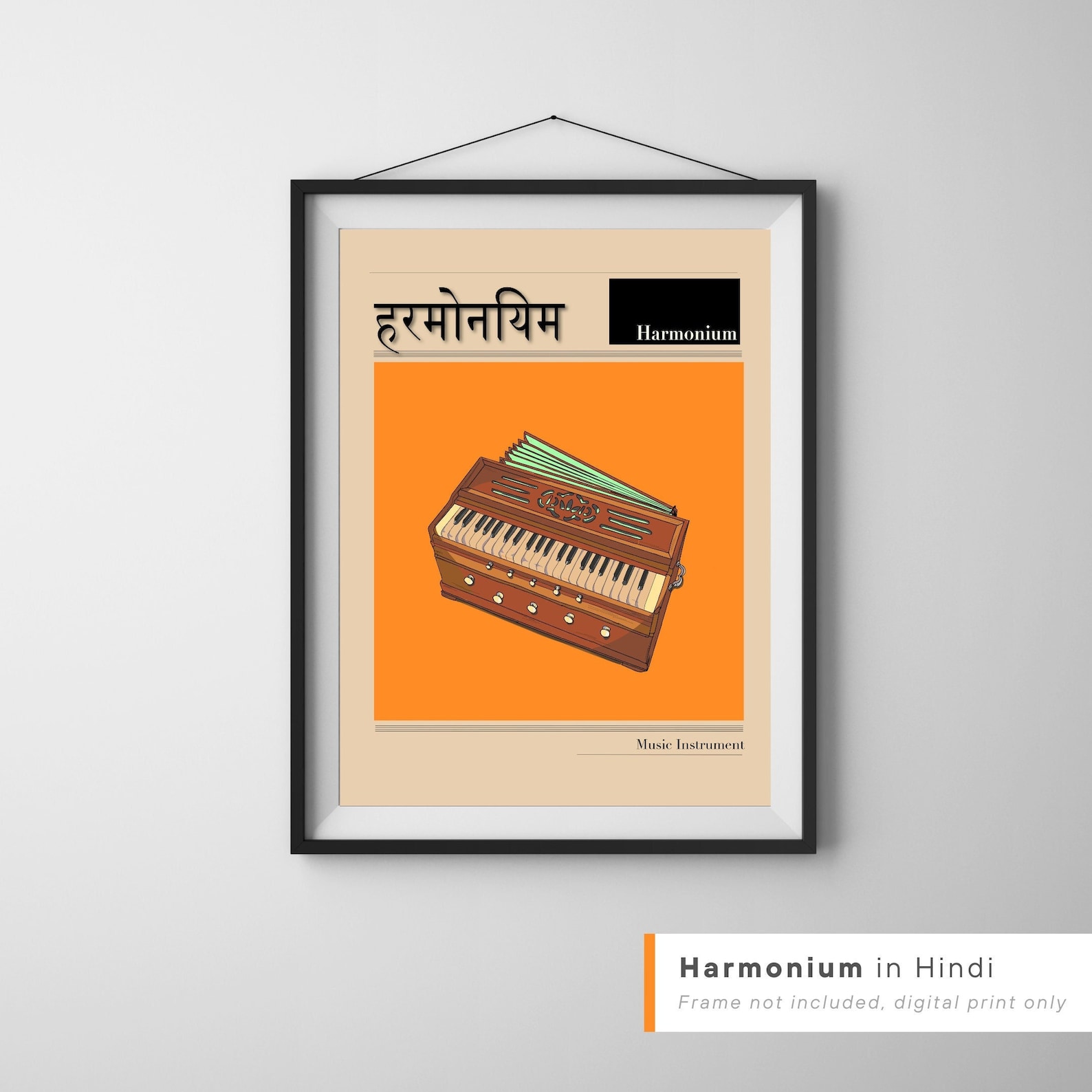 Indian Music Instrument Harmonium Poster Ready to Print | Digital Art ...