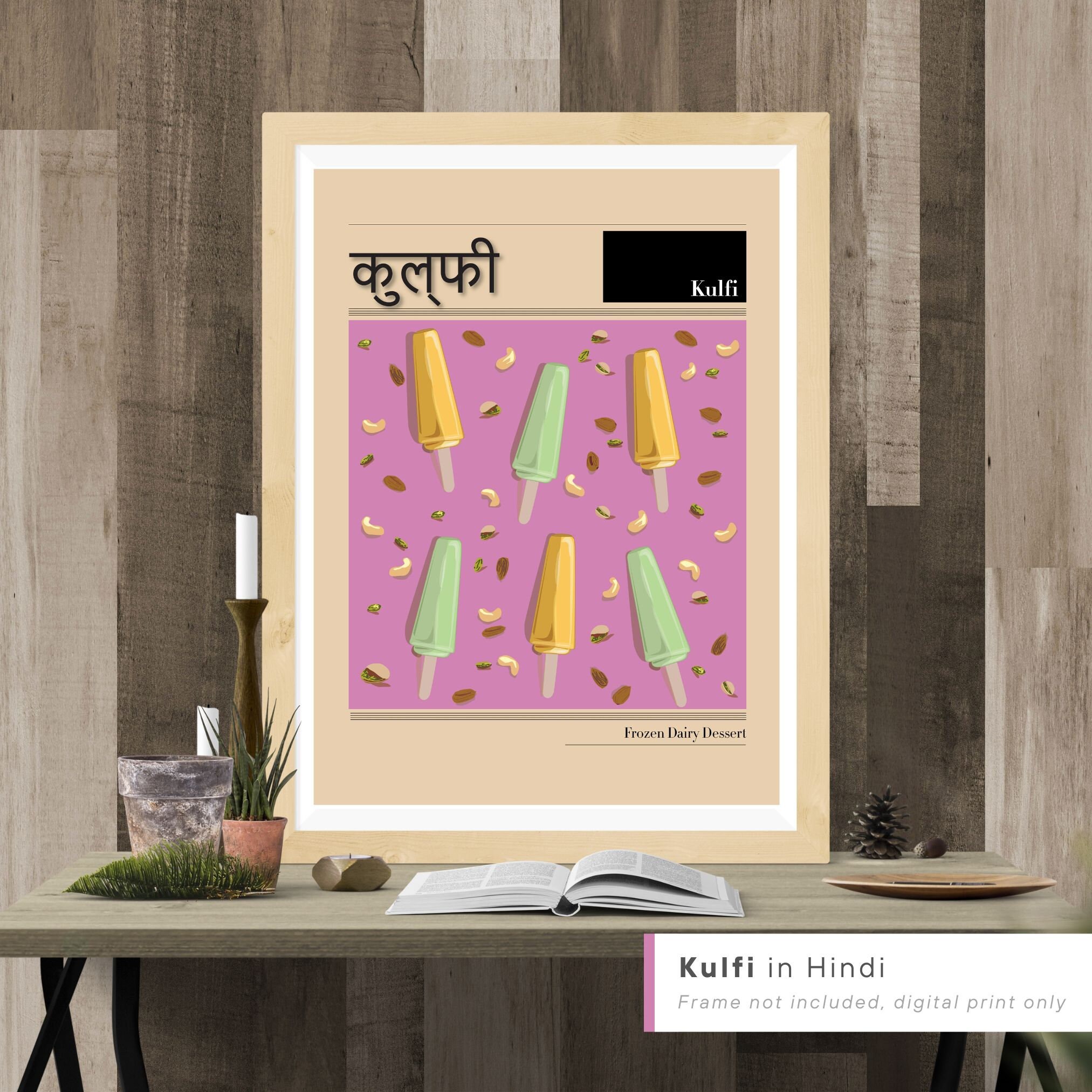 Indian Kulfi in Hindi | Indian Food Poster, Desi Art for Christmas Gift ...