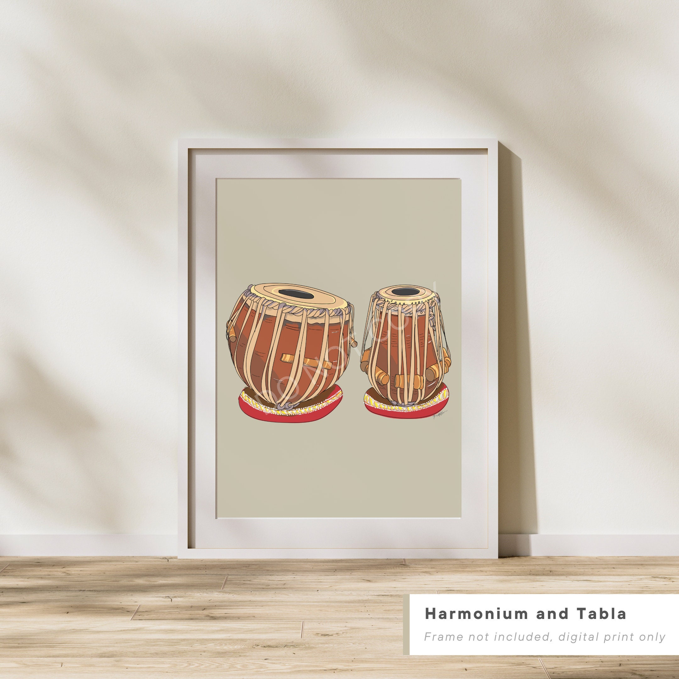 Set of 2: Tabla and Harmonium Music Instruments Poster | Indian ...