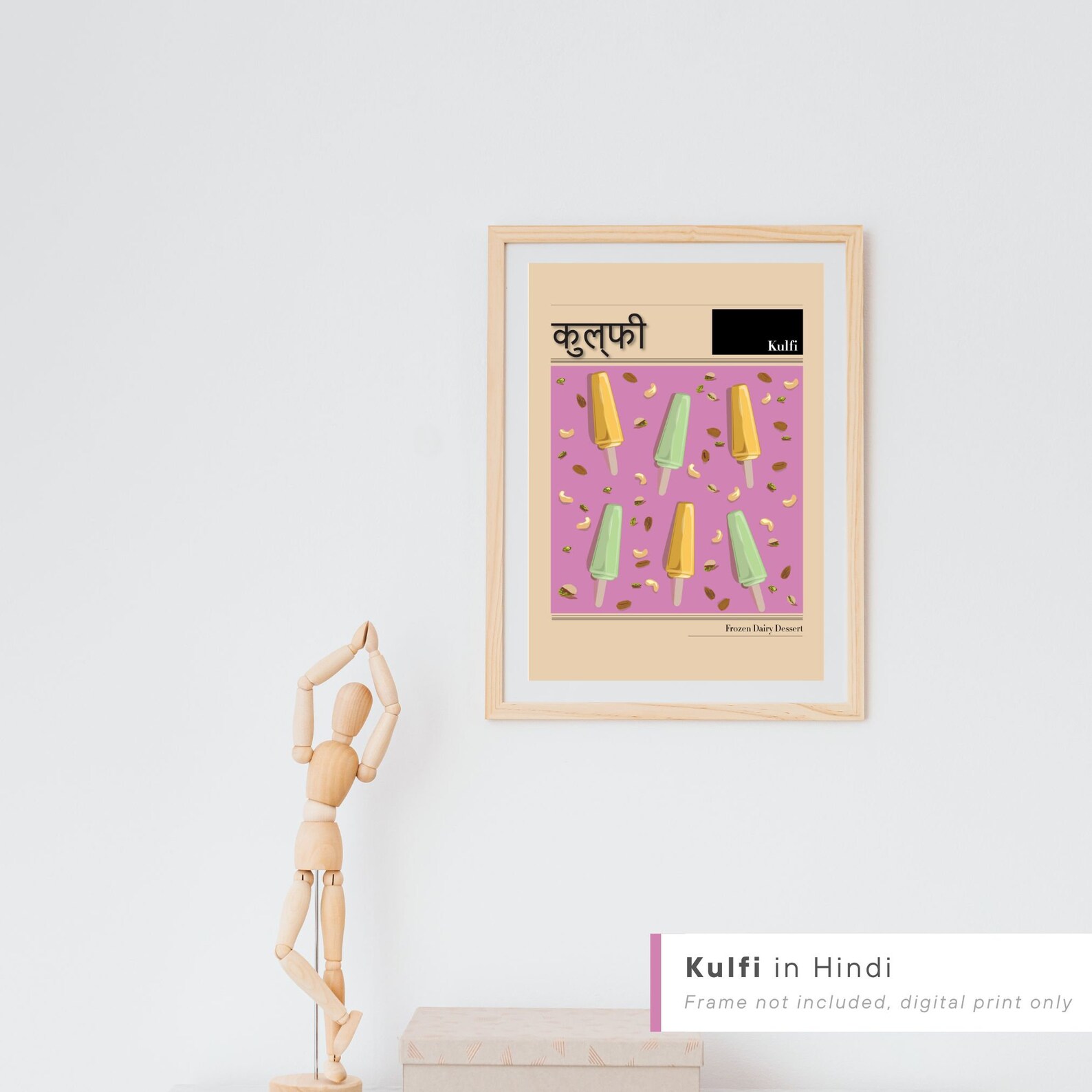 Indian Kulfi in Hindi | Indian Food Poster, Desi Art for Christmas Gift ...