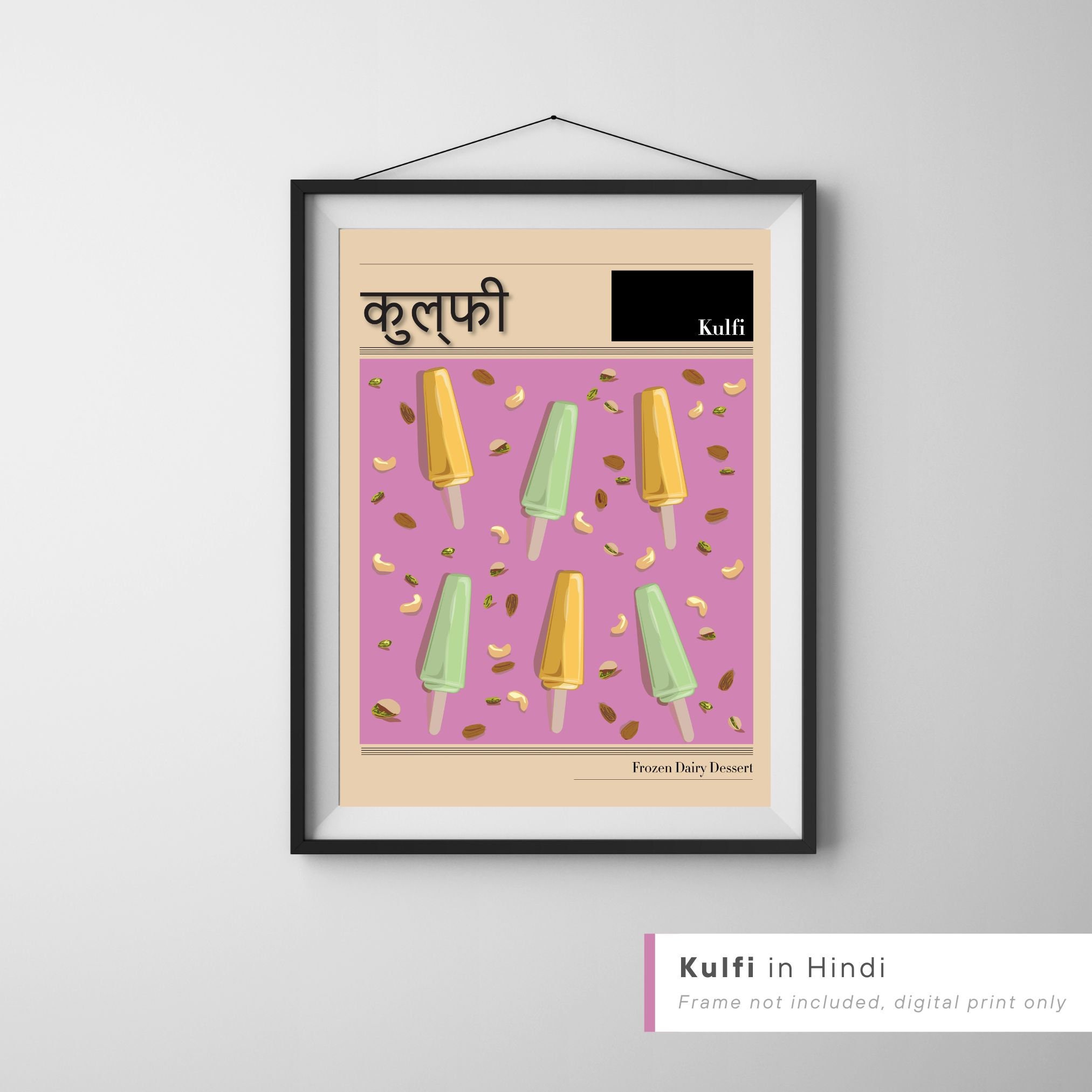 Indian Kulfi in Hindi | Indian Food Poster, Desi Art for Christmas Gift ...