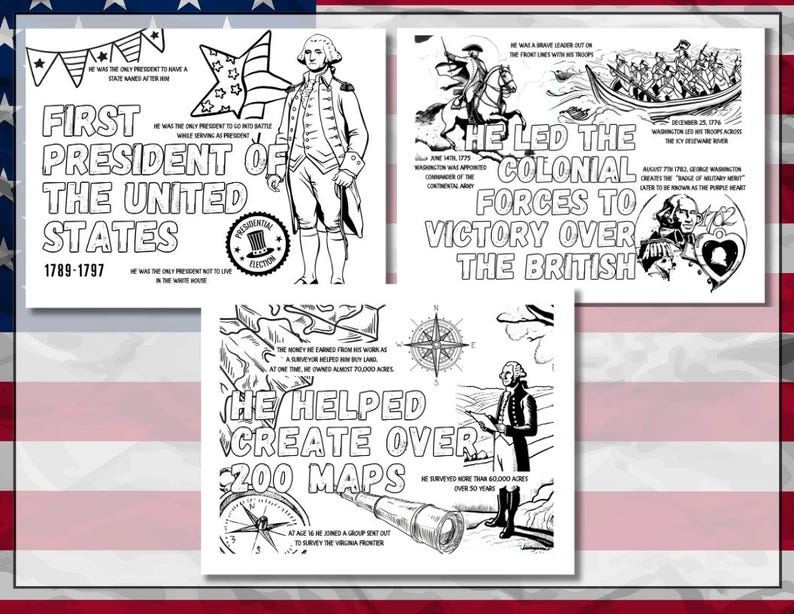 George Washington Mini-lesson: Printable History Unit, Coloring Pages ...
