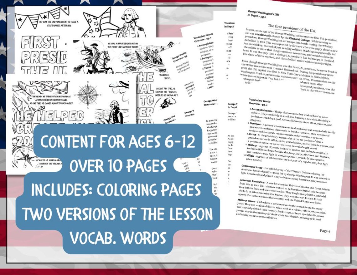 President George Washington Mini Lesson for Kids | Printable History ...