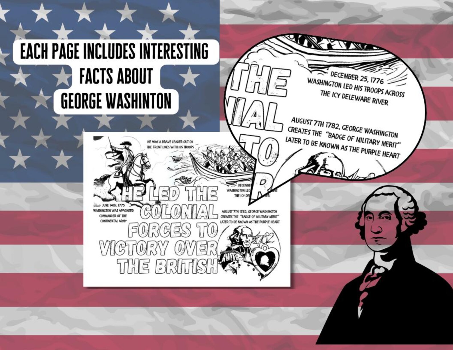 George Washington Coloring Pages History for Kids Printable Art Project ...