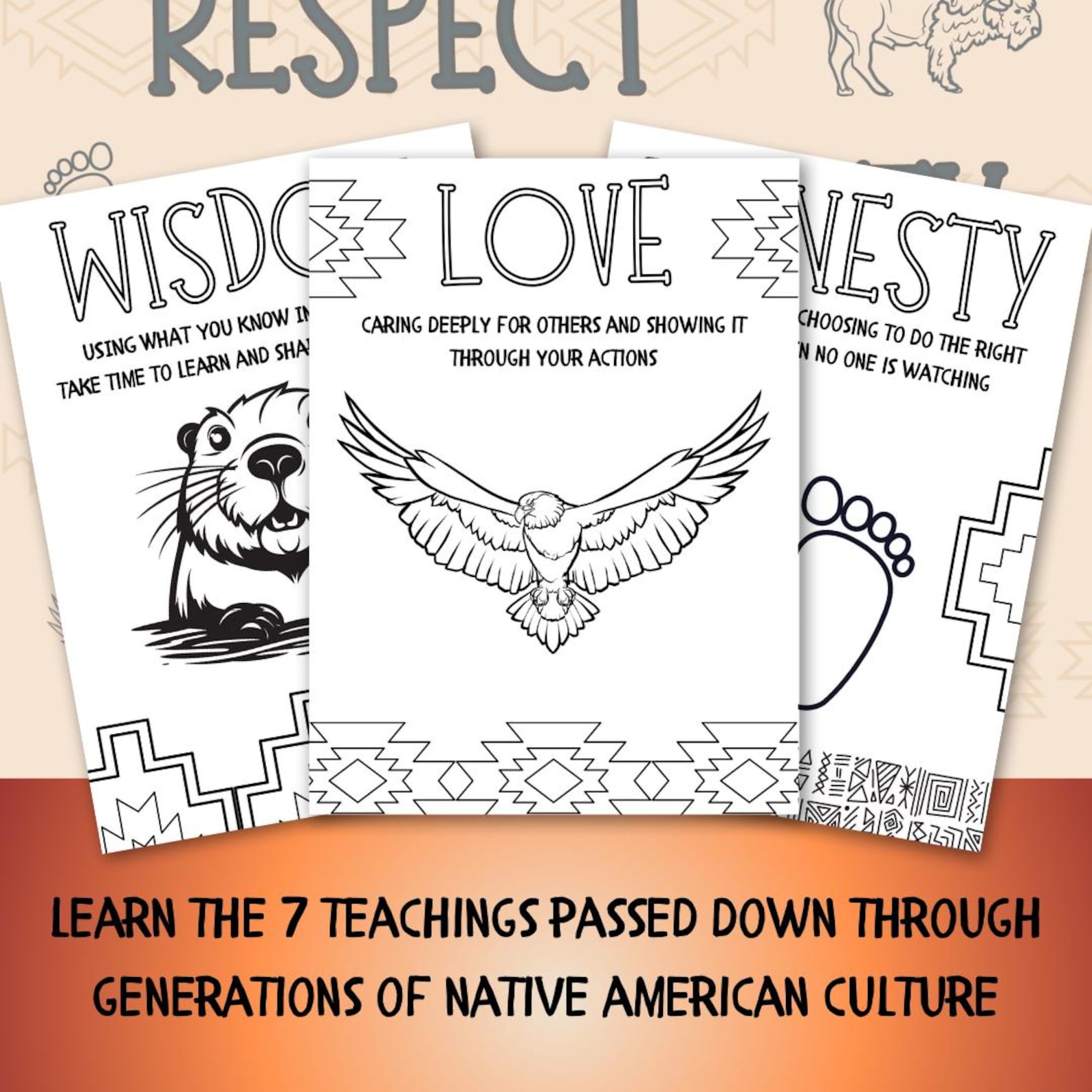 Native American 7 Grandfather Teachings Coloring Pages and Mini-lesson ...