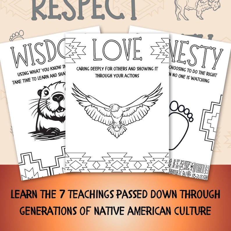 Native American 7 Grandfather Teachings Coloring Pages and Mini-lesson ...