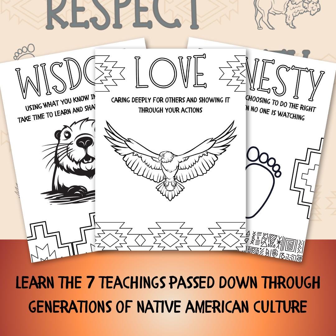 Native American 7 Grandfather Teachings Coloring Pages and Mini-lesson ...