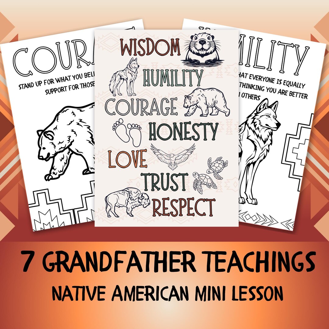 Native American 7 Grandfather Teachings Coloring Pages and Mini-lesson ...