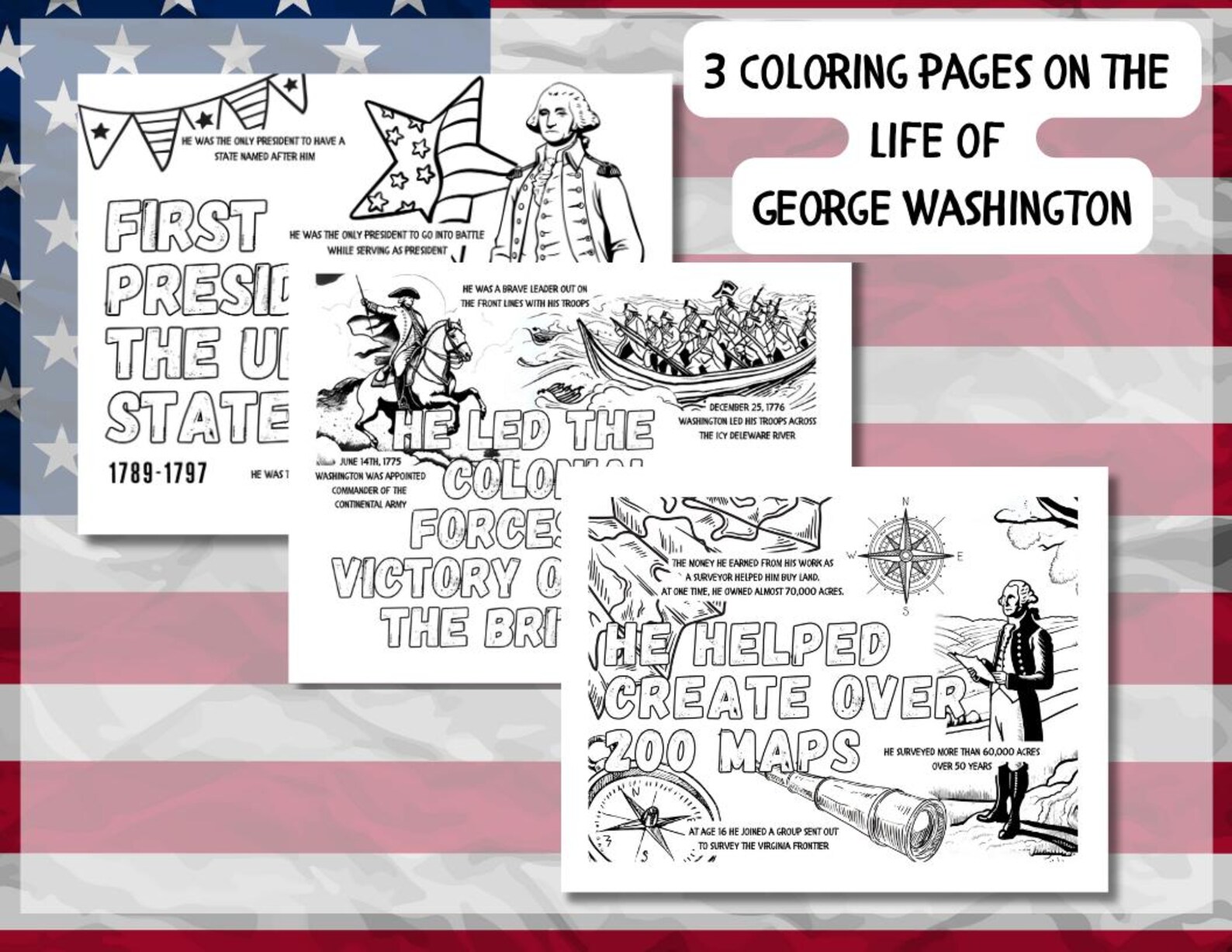 George Washington Coloring Pages - Presidents Day - Printable Art ...