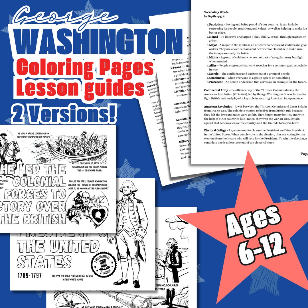 George Washington Mini-lesson: Printable History Unit, Coloring Pages ...