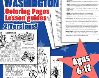 George Washington Mini-lesson: Printable History Unit, Coloring Pages ...