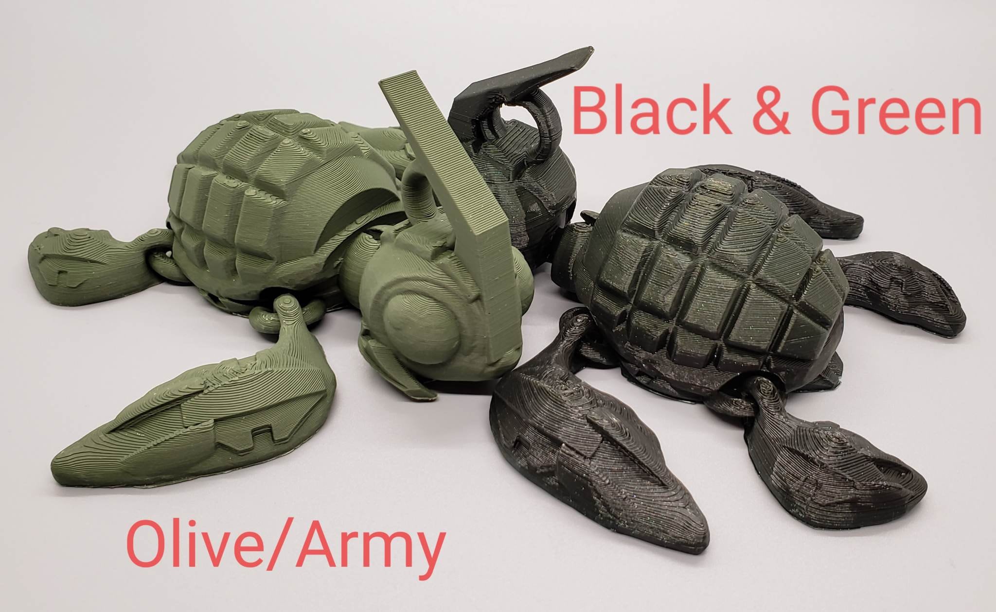 Articulating Grenade Turtle W/ Removable Head / 3D Print / Toy / Fidget ...