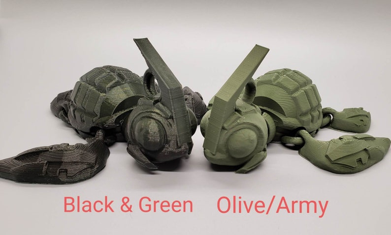 Articulating Grenade Turtle W/ Removable Head / 3D Print / Toy / Fidget ...
