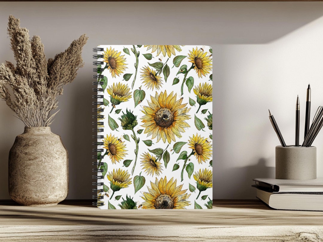 Sunflower Spiral Notebook | Sunflower and Bee Journal | Sunflower ...
