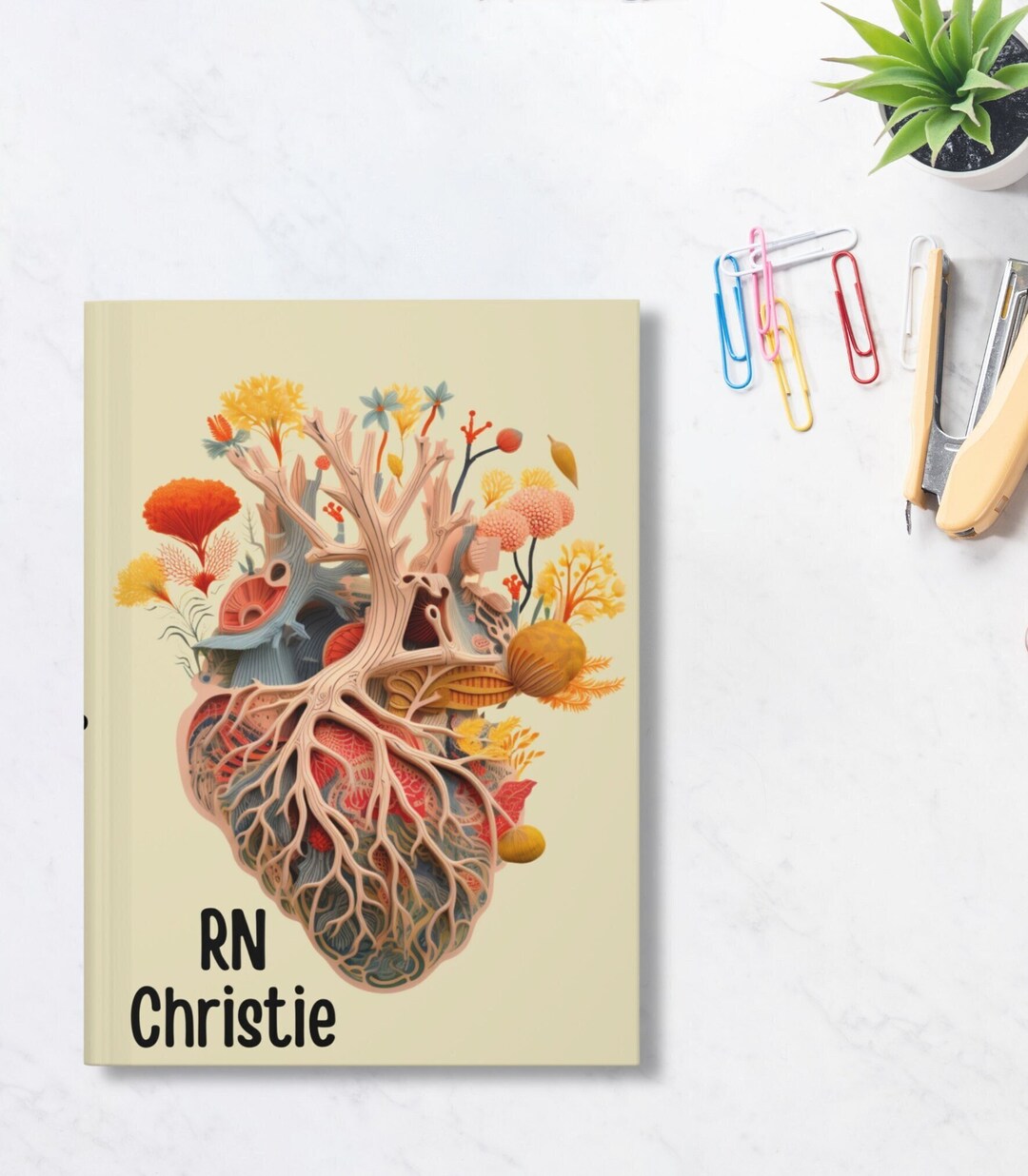 Personalizable Anatomical Heart Journal Custom Name Floral Heart ...