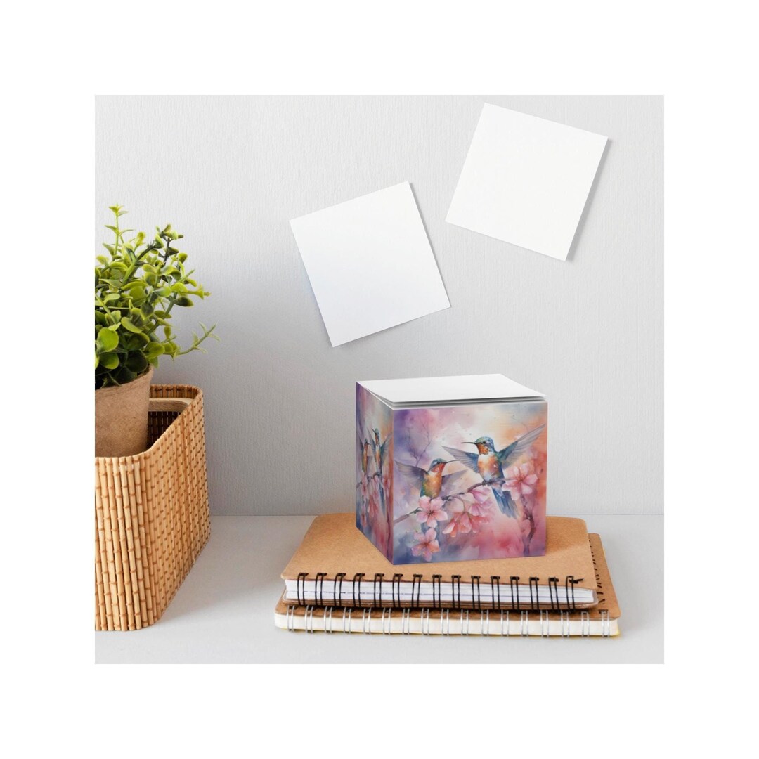 Floral Hummingbird Post It Note Cube | Hummingbird Stationary for ...