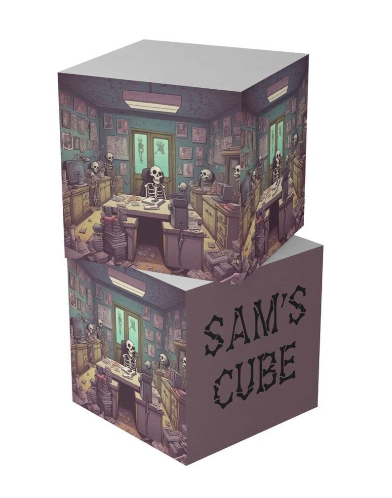 Personalizable Human Skeleton Worker Post It Cube Messy Office Sticky ...