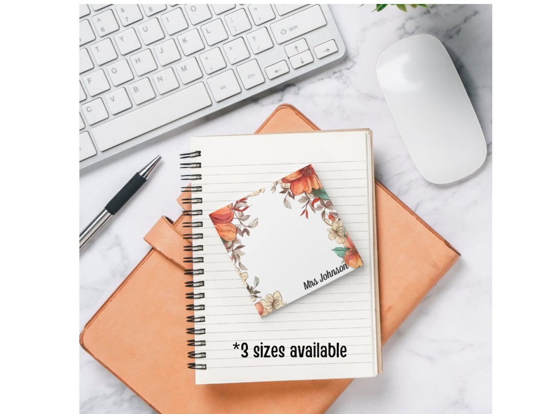 Cute Floral Post-it Note Pads Office Gift Personalized Sticky Note ...