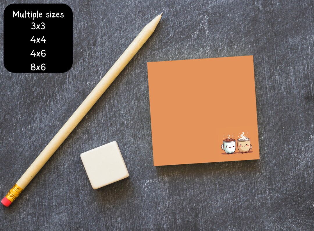 Cute Coffee Mugs Post-it® Note Pads 3x3 4x4 4x6 8x6 Sticky Note ...