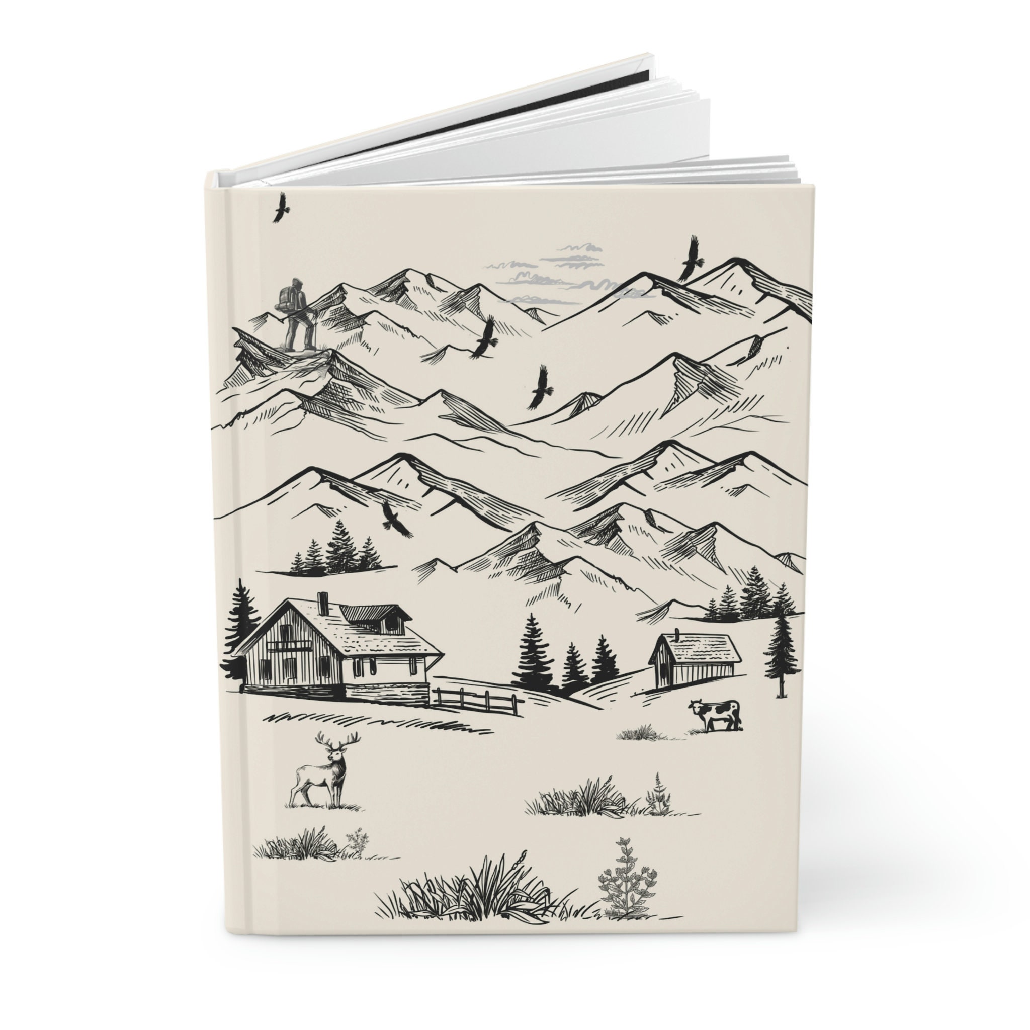 Personalizable Cabin and Mountains Journal Custom Name Mountain Hiking ...