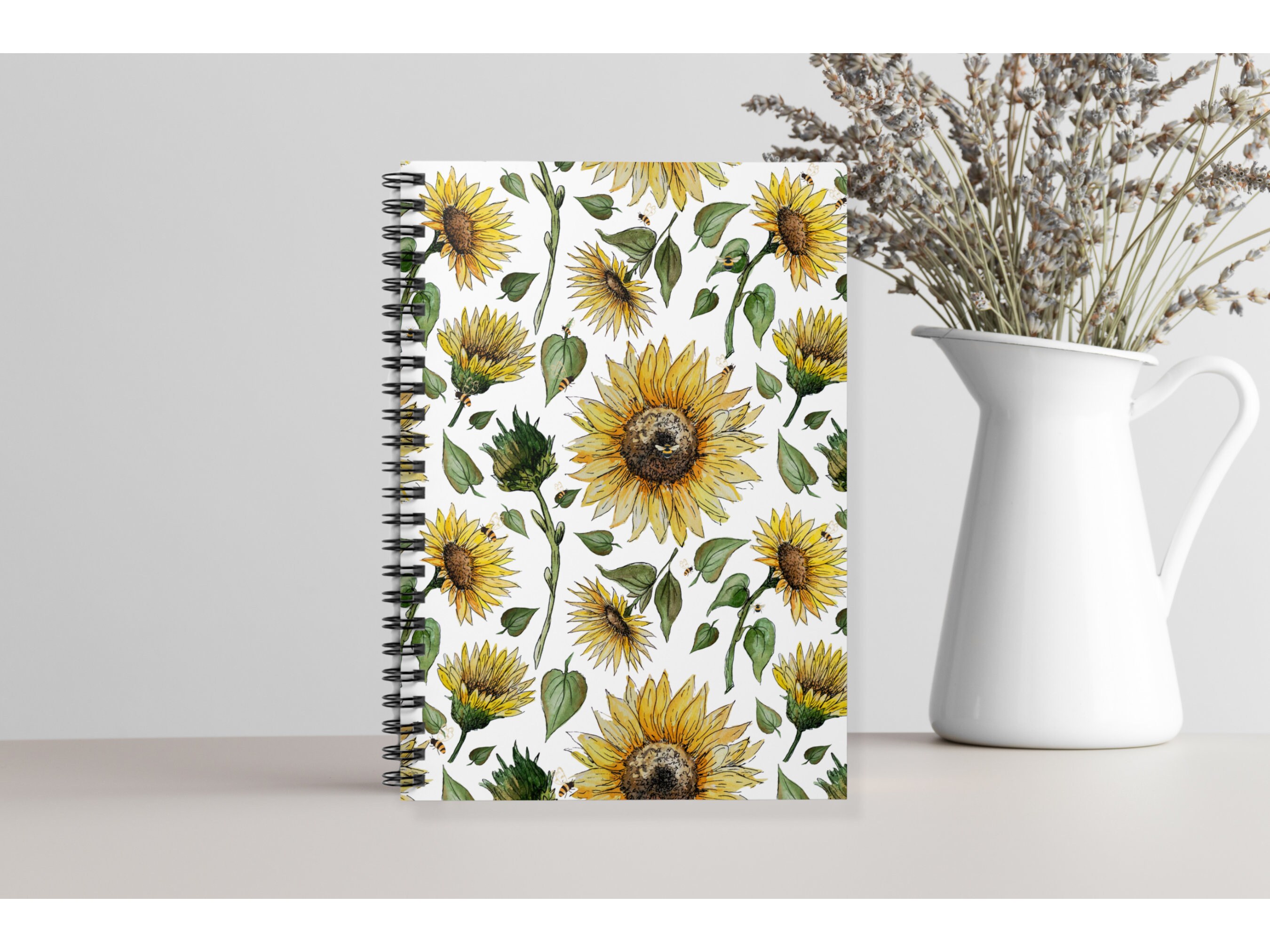 Sunflower Spiral Notebook | Sunflower and Bee Journal | Sunflower ...