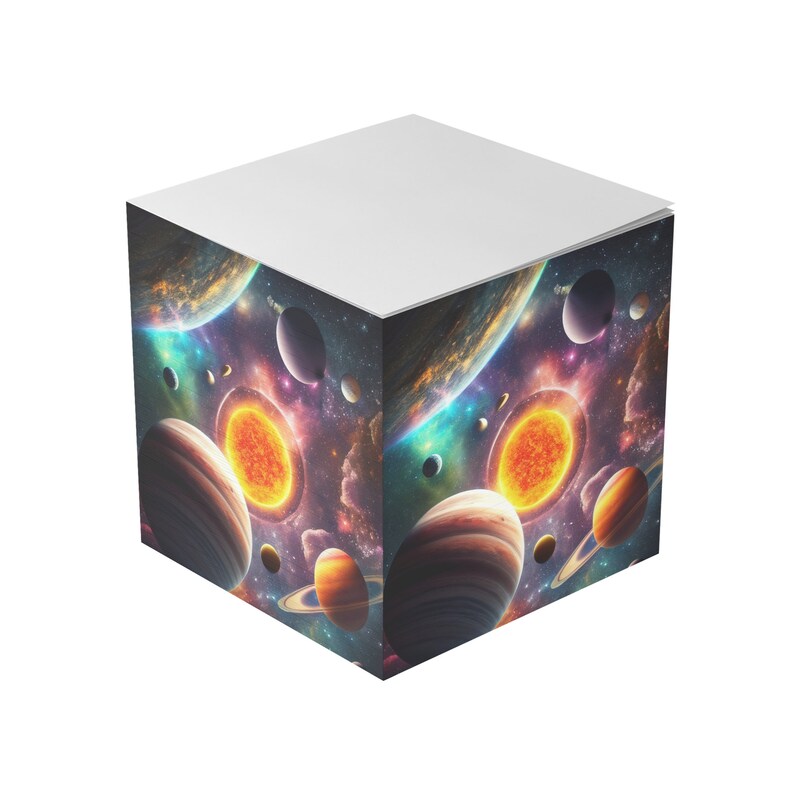 Planets Sticky Note Cube Outer Space Post It Note Cube Galaxy Memo Pad ...