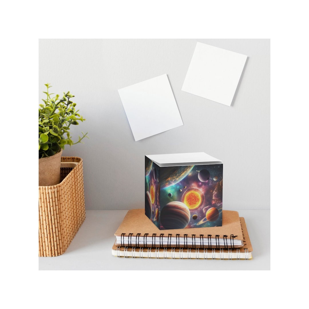 Planets Sticky Note Cube | Outer Space Post It Note Cube | Galaxy Memo ...