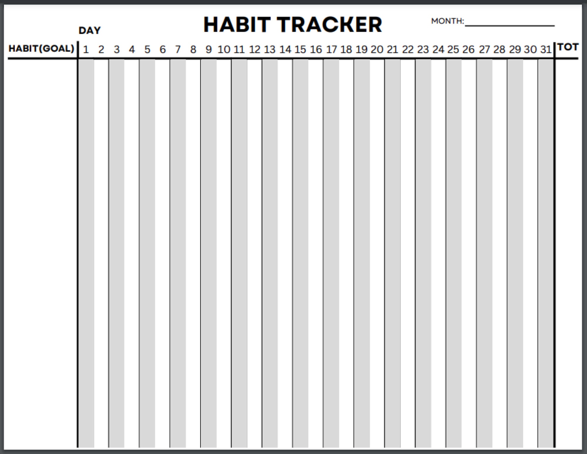Daily Habit Tracker Digital Download PNG Printable and Customizable - Etsy