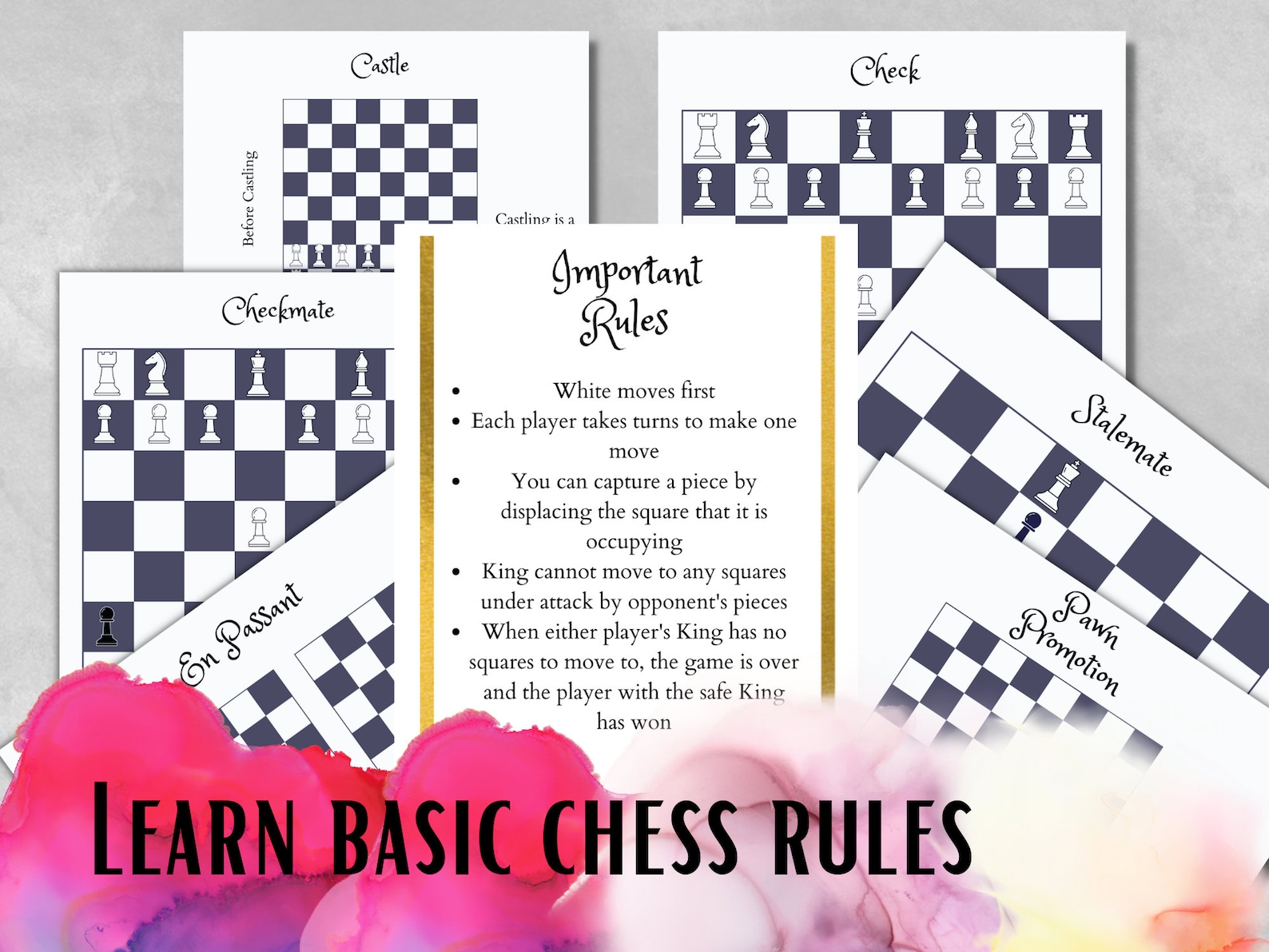 Learn Chess Basics: Beginner, Rules, Technique | Clear Illustrations ...
