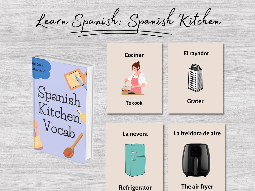 Learn Spanish Kitchen Vocabulary Digital Printable | PDF Copy | Cooking ...