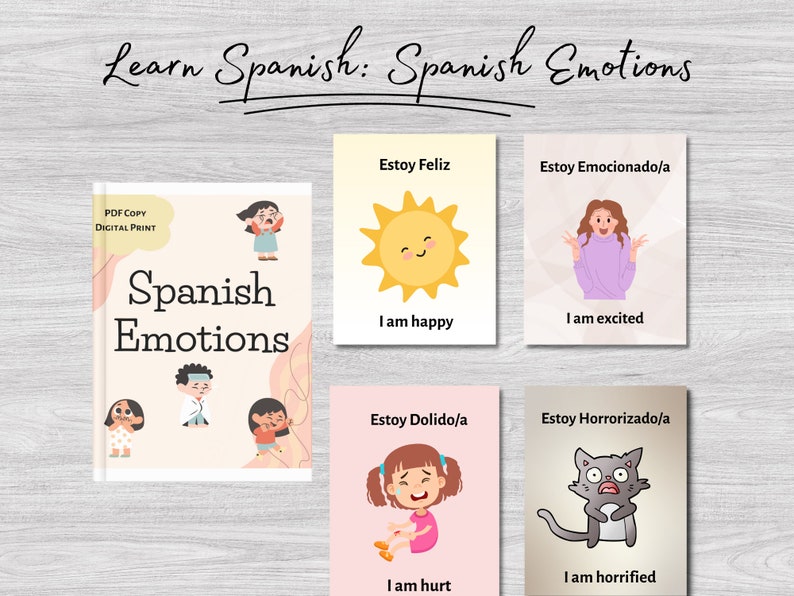 Learn Spanish Emotions Digital Printable PDF Copy | Emoción Española ...