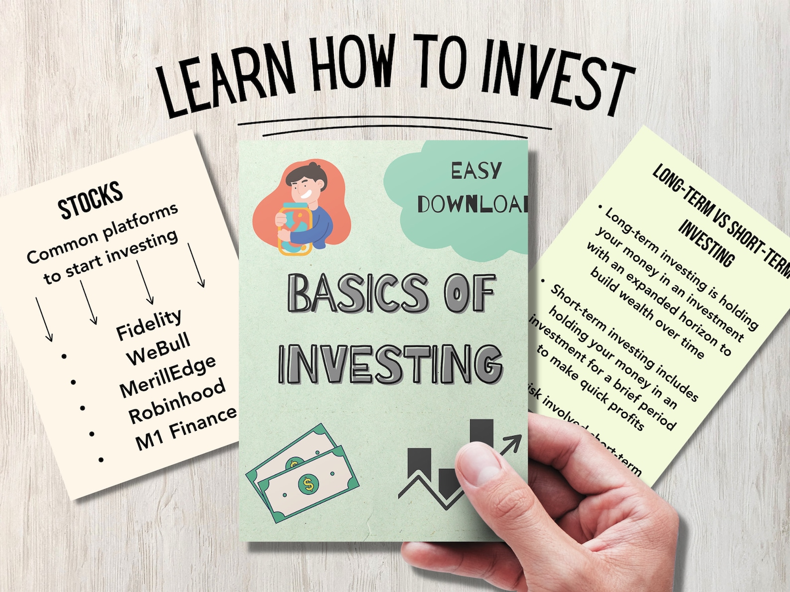 Basics of Investment Digital Printable | EASY | Learn How to Invest | Stocks, Bonds, ETFS ...
