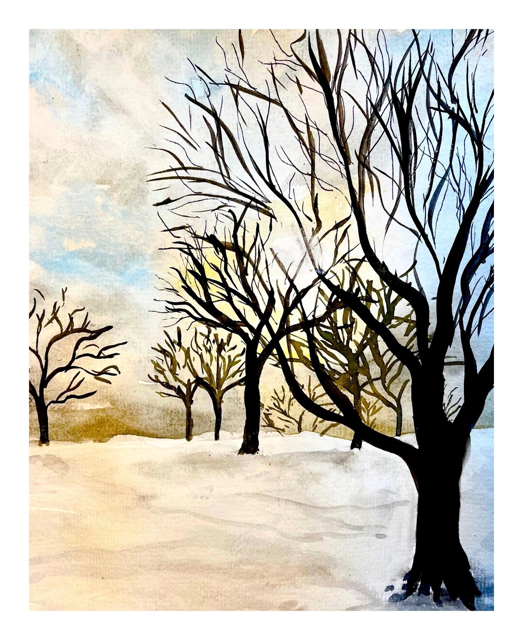 The "snow Field" 8x10 Giclee Watercolor - Etsy
