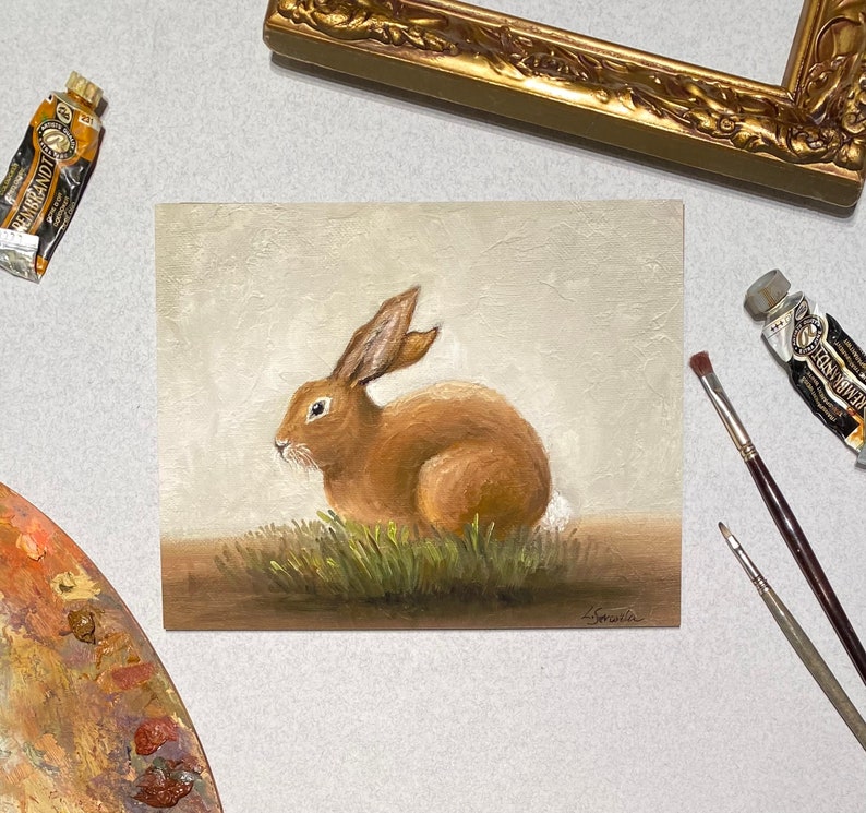 Rabbit Art Print - Rabbit Oil Painting Print - Bunny Oil Painting ...