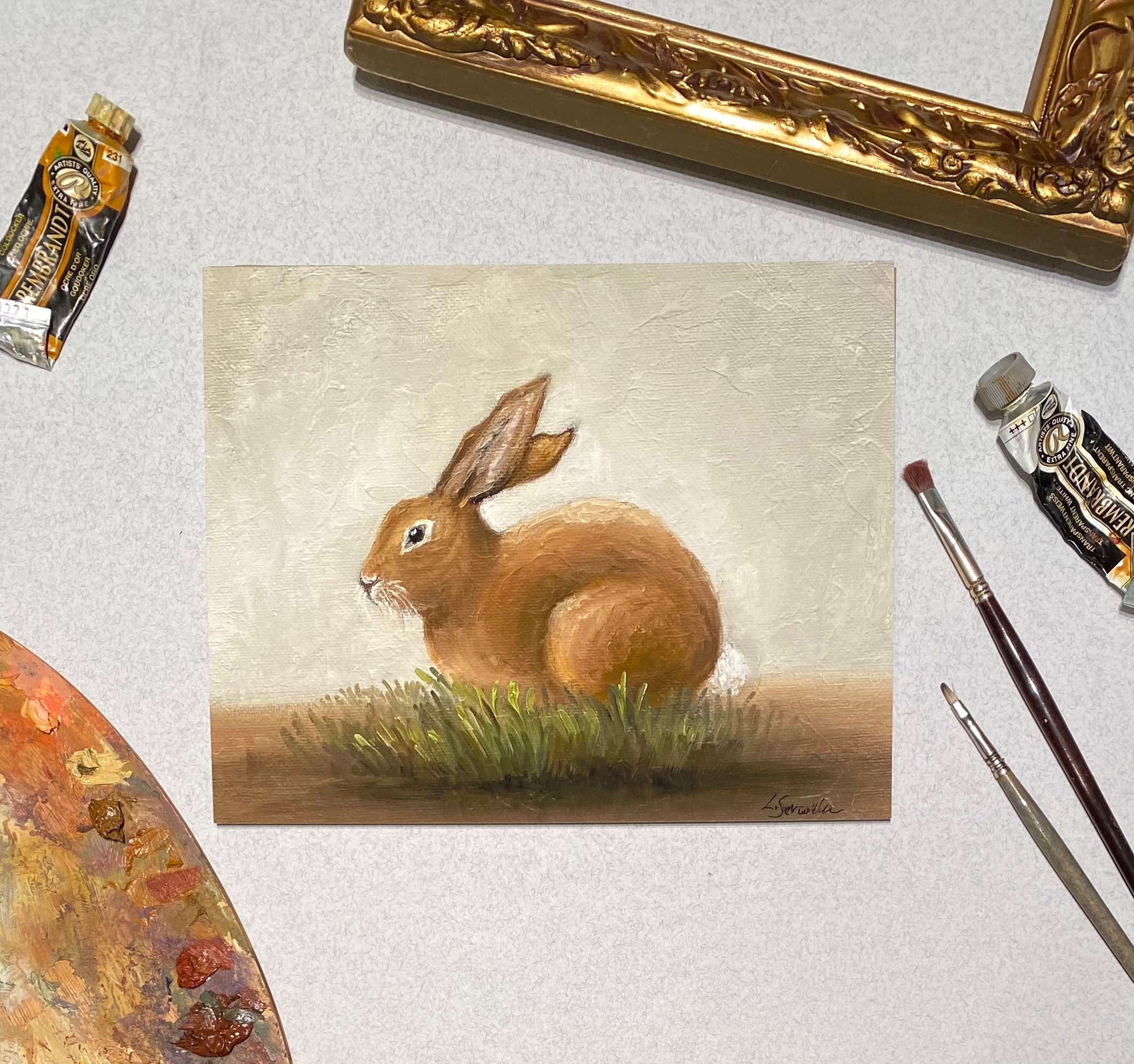 Rabbit Art Print - Rabbit Oil Painting Print - Bunny Oil Painting ...