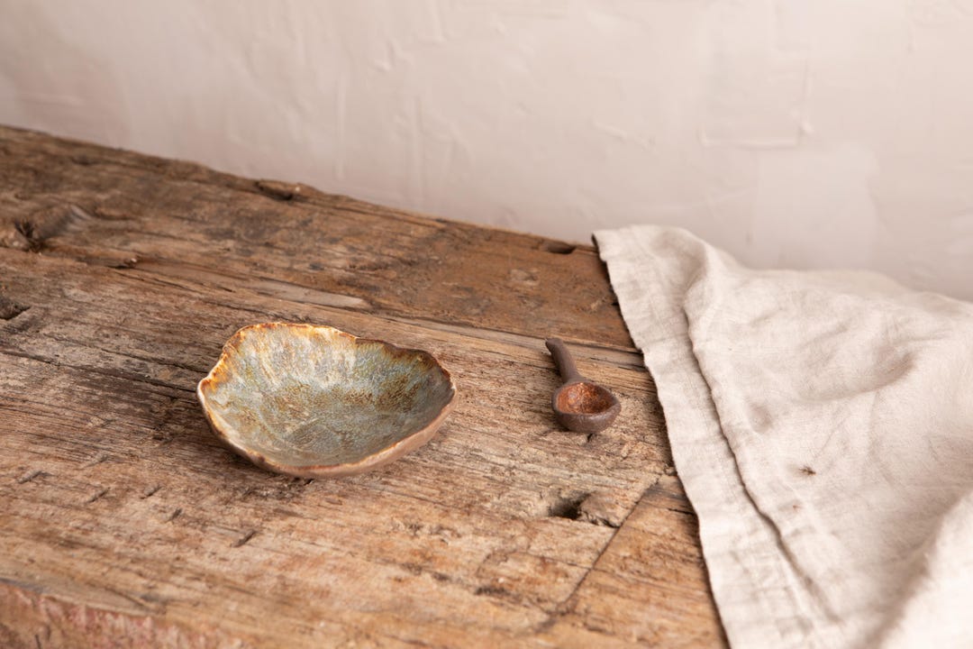 Handmade Ceramic Pinch Pot, Stoneware Ring Dish, Brown and Green Glaze ...