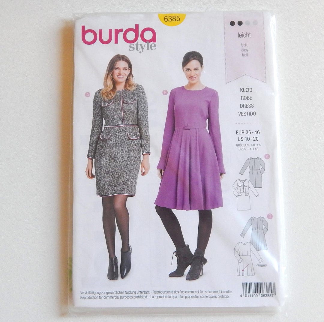 Burda 6385 Dress Sewing Pattern: Classic Autumn/winter Style (sizes 10 ...