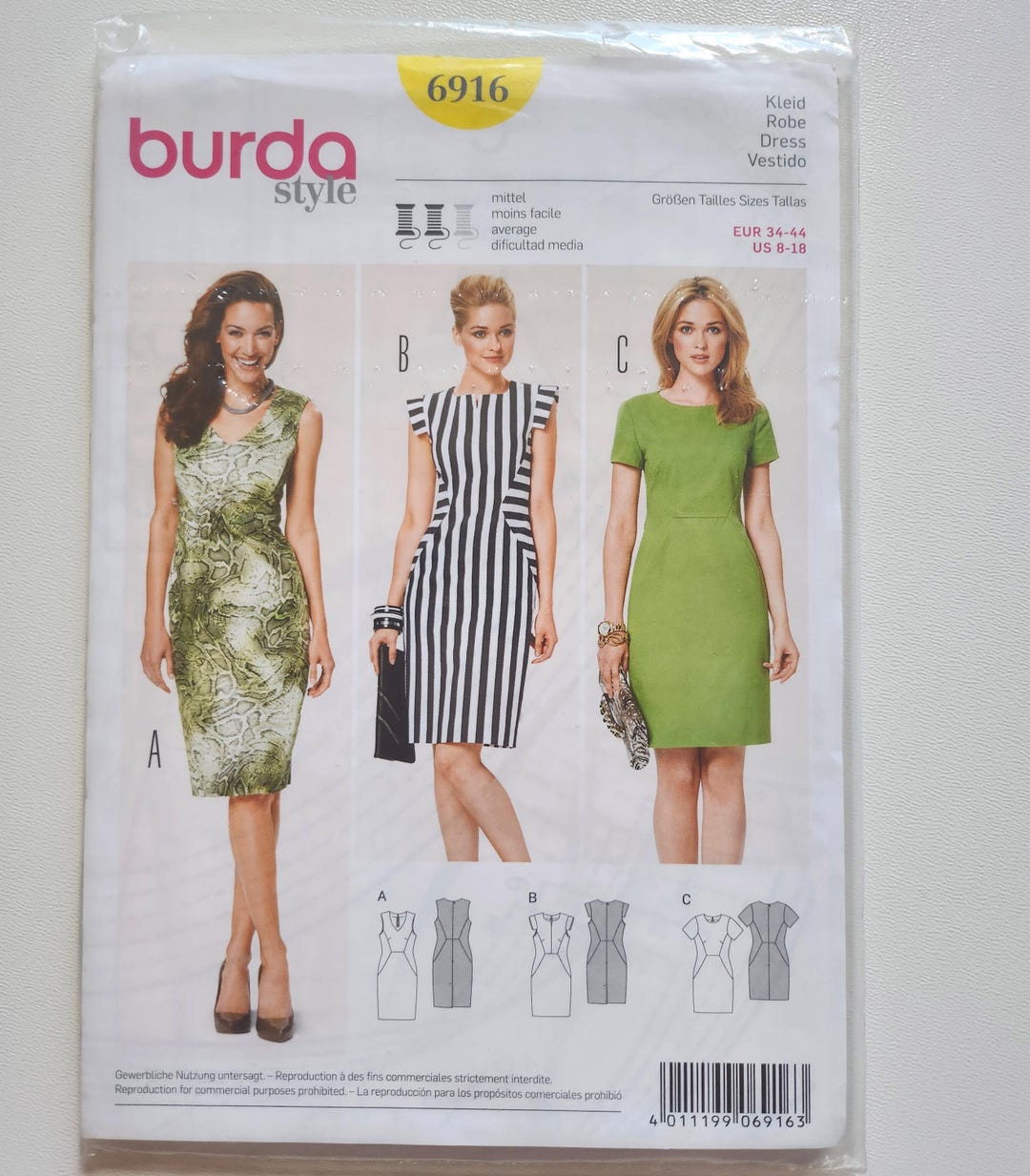 Burda, Burda 6916, Burda Dress Pattern 6916, Paper Patterns, Dress ...