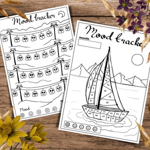 Undated Printable Mood Tracker Pages 100% Hand-drawn Printable Instant ...