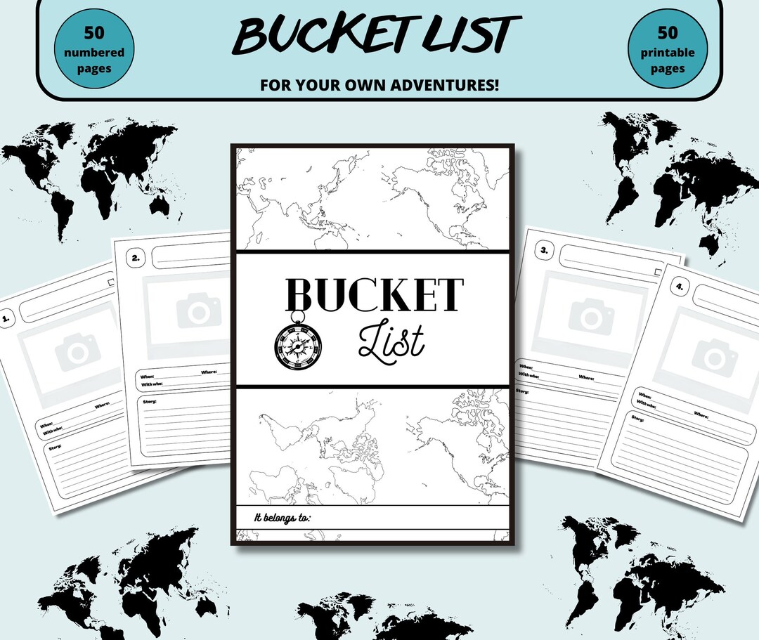 Bucket List Printable Travel Adventure Bucket List Instant - Etsy