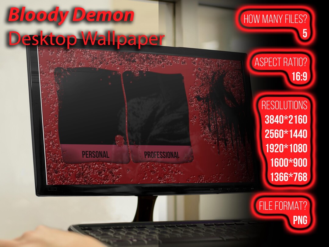 Bloody Demon Desktop Wallpaper – Horror Collection, 4K PNG (personal ...