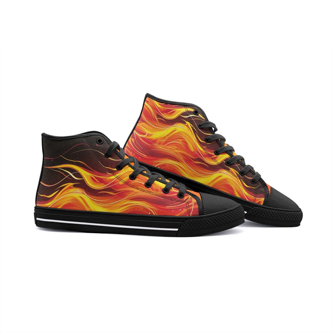 Neduz Blazing Flames High Top Canvas Shoes Unisex, Durable, Stylish - Etsy