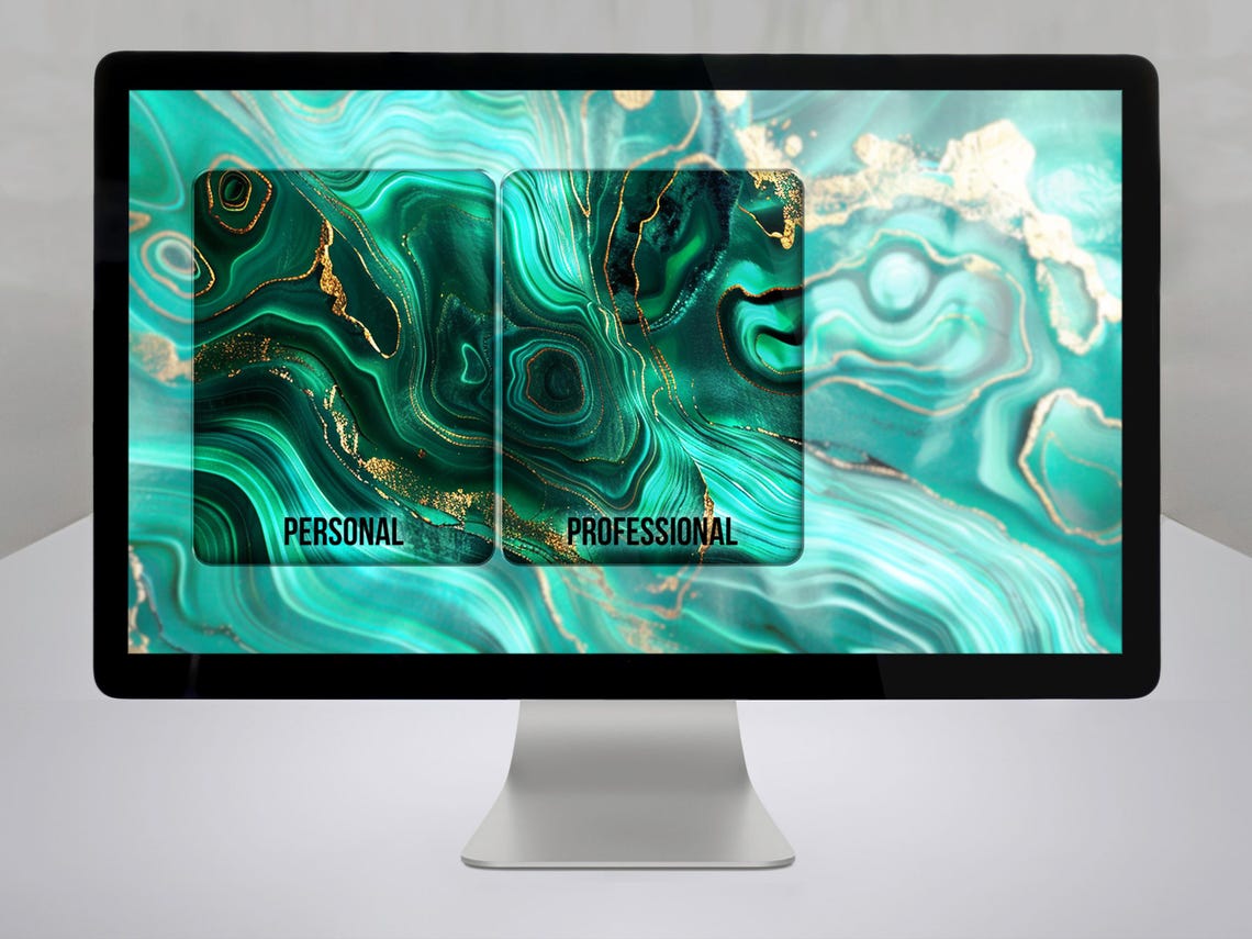 Malachite Desktop Wallpaper Organizer: Green & Gold (digital Download ...