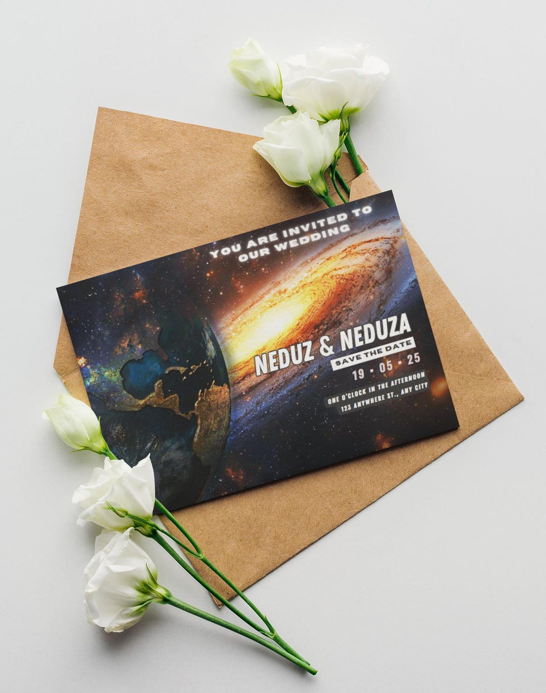 Nebula Space Wedding Invitation Template: Sci-fi Planets (canva ...