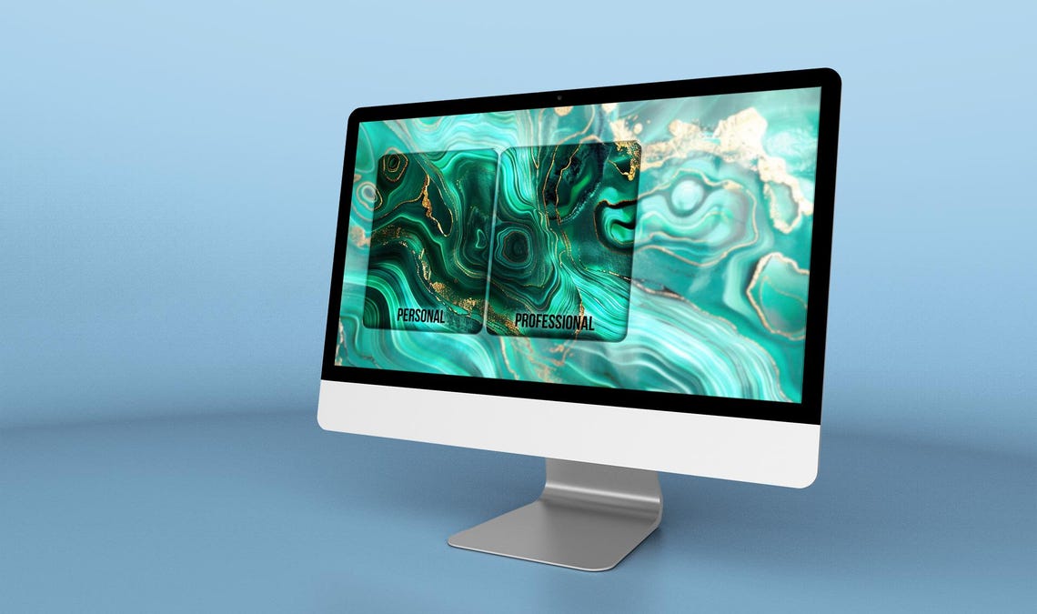 Malachite Desktop Wallpaper Organizer: Green & Gold (digital Download ...