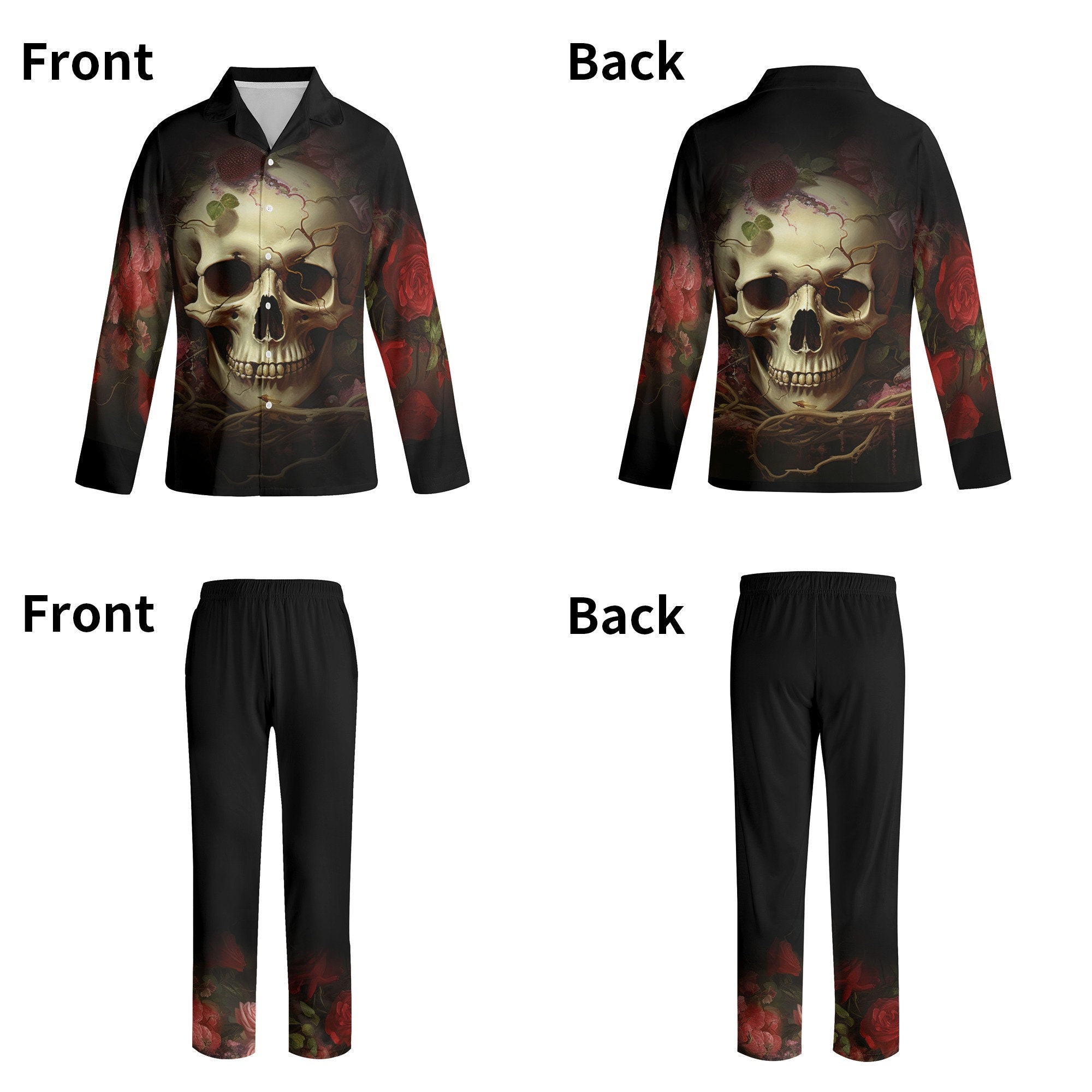 Sleep Wear | Cozy Gothic Sleepwear | Rose Skull Loungewear | Soft ...