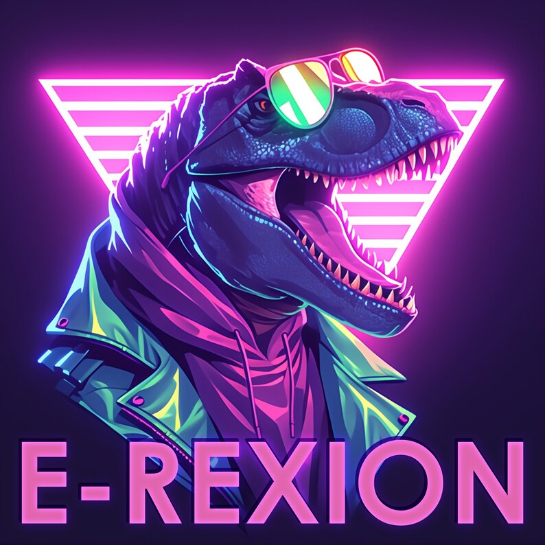 E-REXION Square Poster 40x40 Digital Print Cyberpunk Dinosaurs PNG ...