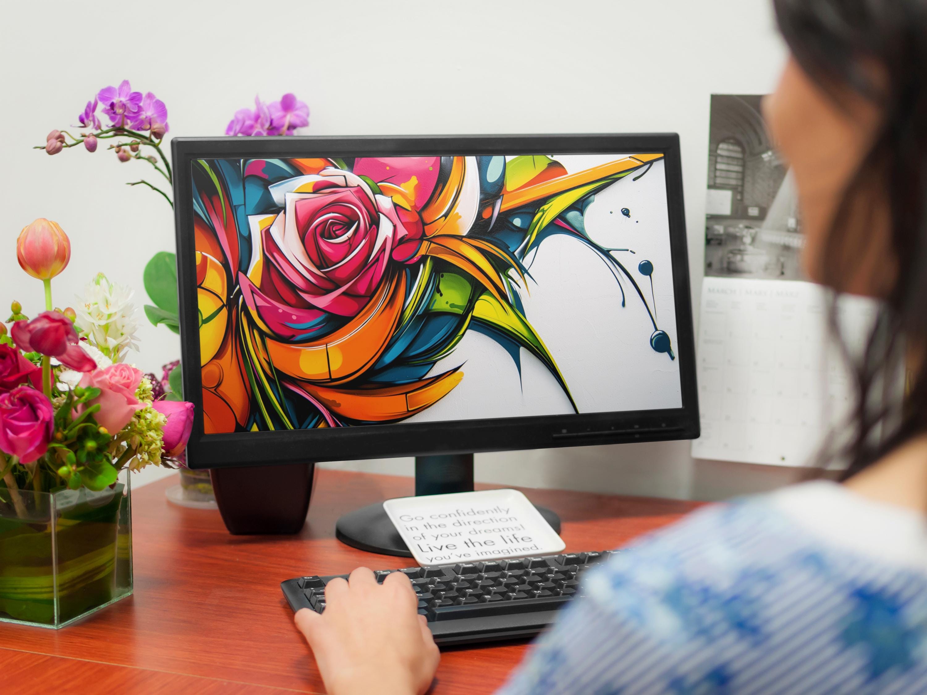Graffiti Rose 4K Wallpaper: Urban Floral Art (digital Download) - Etsy