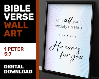 1 Peter 5:7 Inspirational Bible Verse Digital Print - Etsy